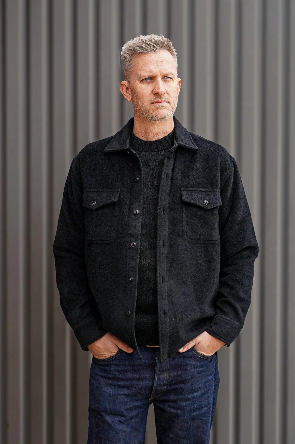 3sixteen USN Overshirt - Black Wool/Angora – Guilty Party