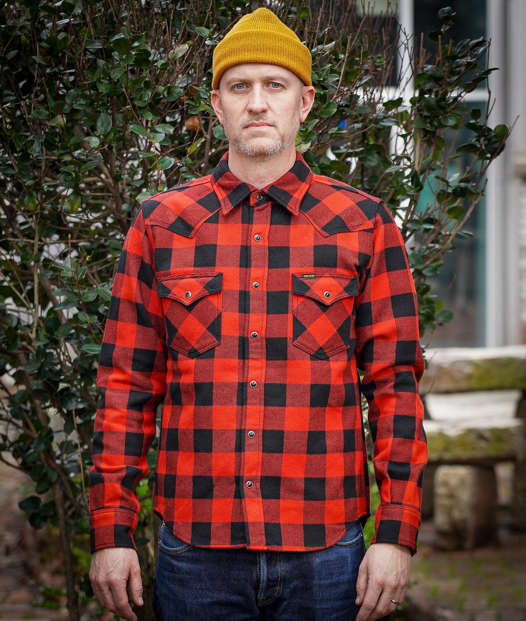 Iron Heart IHSH-232-RED Ultra Heavy Flannel Buffalo Check Western Shirt ...
