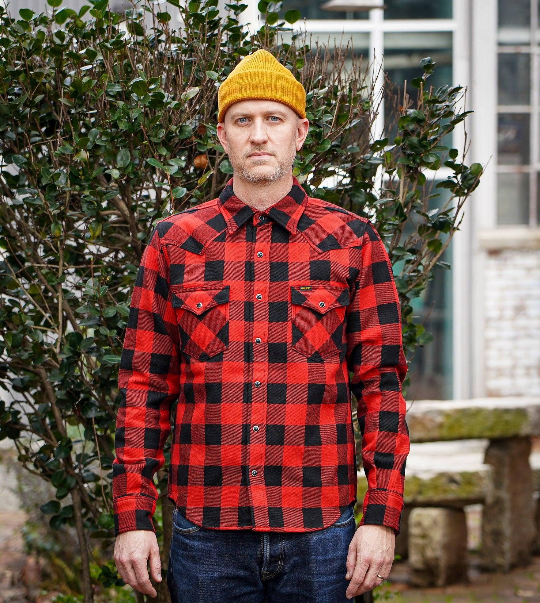 Iron Heart IHSH-232-RED Ultra Heavy Flannel Buffalo Check Western Shirt ...